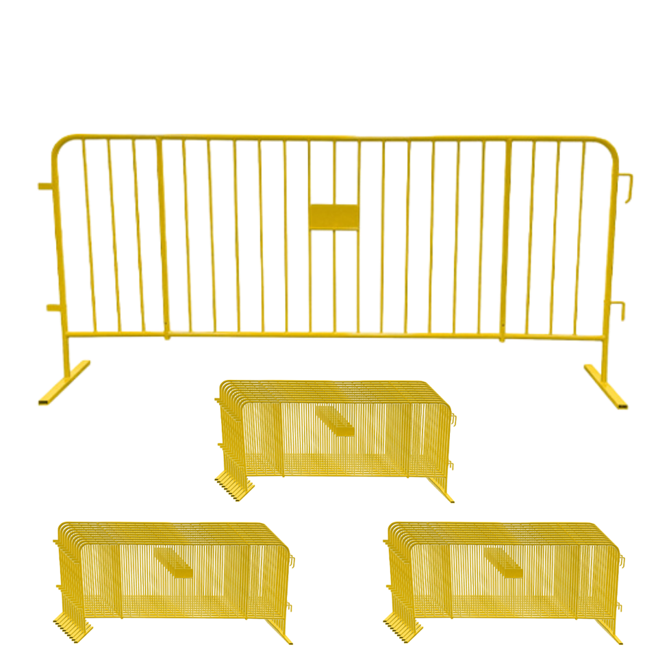 30 Yellow Steel Barricades for Crowd Control 1" Frame Flat Feet – Epic ...