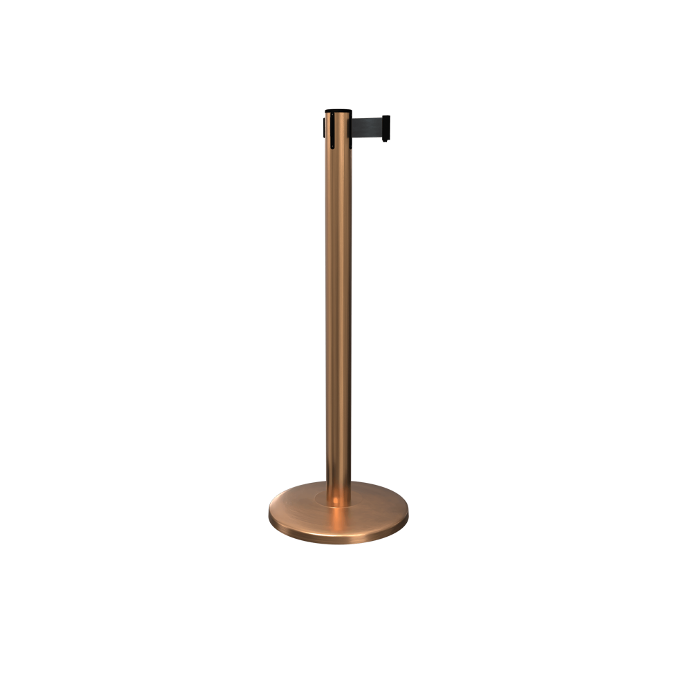 Satin Brass Belt Stanchion | 11 Foot Belt | Queue Master Stanchion ...