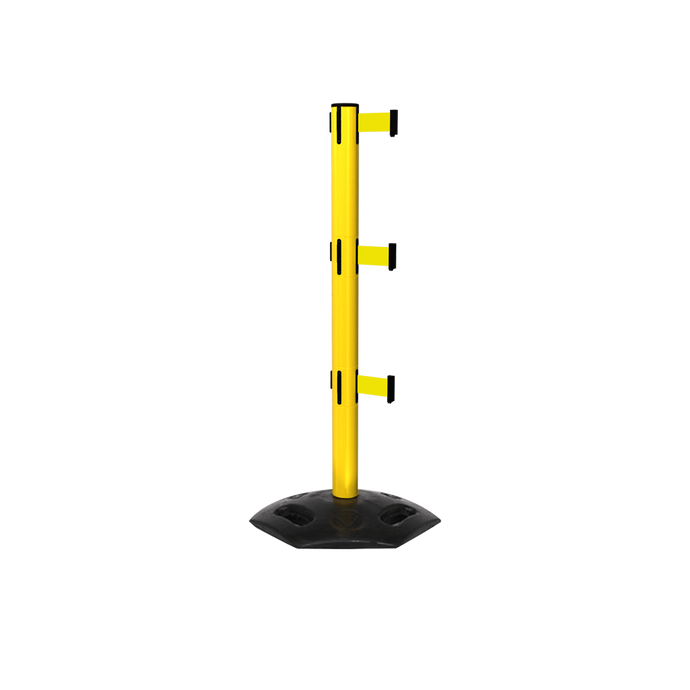Yellow Weather Master Triple Retractable Belt Stanchion 13 Foot Belt ...